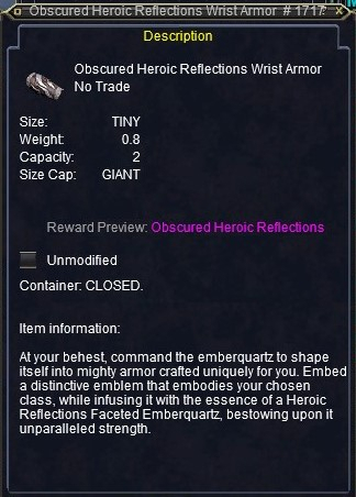 Obscured Heroic Reflections Wrist Armor :: Items :: EverQuest :: ZAM