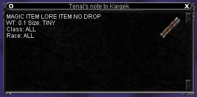 Tenal's Note to Kargek :: Items :: EverQuest :: ZAM