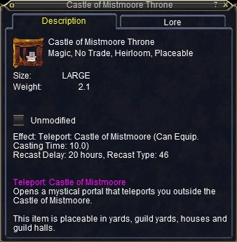 Castle of Mistmoore Throne :: Items :: EverQuest :: ZAM