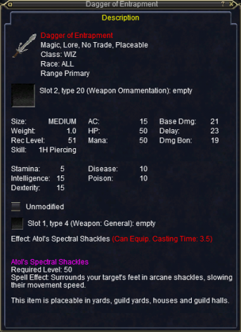 Dagger of Entrapment :: Items :: EverQuest :: ZAM