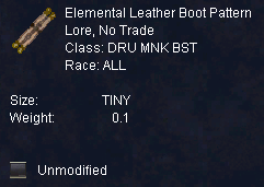Elemental Leather Boot Pattern :: Items :: EverQuest :: ZAM