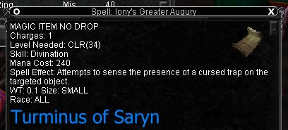 Spell: Iony's Greater Augury :: Items :: EverQuest :: ZAM