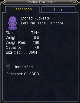 Storied Rucksack :: Items :: EverQuest :: ZAM