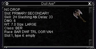 Dull Axe* :: Items :: EverQuest :: ZAM