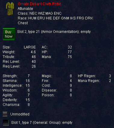 Ornate Defiant Cloth Robe :: Items :: EverQuest :: ZAM