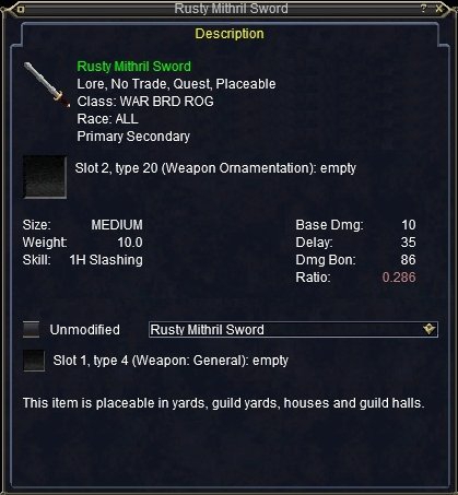 Rusty Mithril Sword :: Items :: EverQuest :: ZAM
