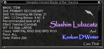 Vengeful Honed Blade of the Ykesha :: Items :: EverQuest :: ZAM